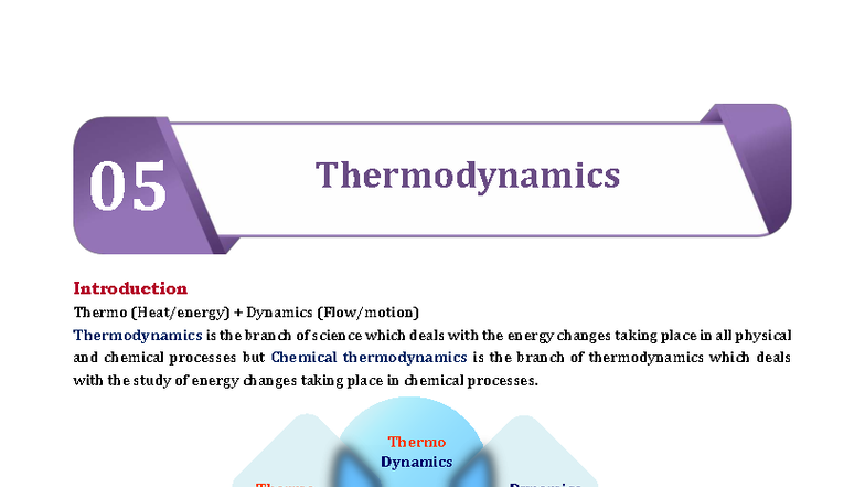 Thermodynamics 05: Introduction to Energy Changes and Laws - Studocu