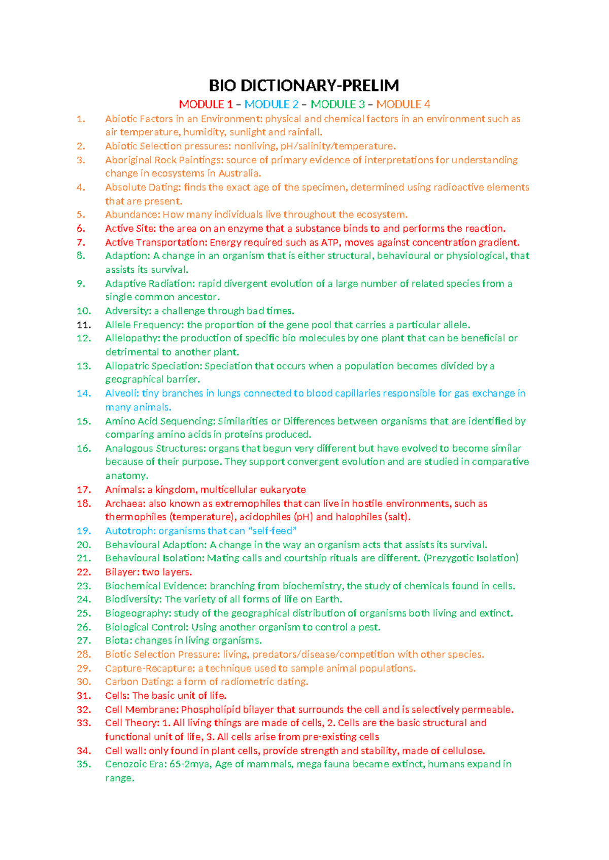 BIO 1: Comprehensive Dictionary of Key Biology Terms and Definitions ...