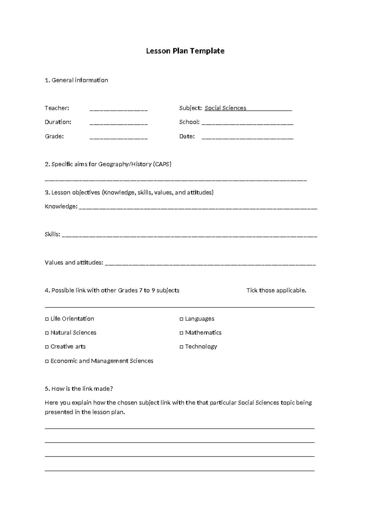 Lesson Plan Template - Lesson Plan Template General information Teacher