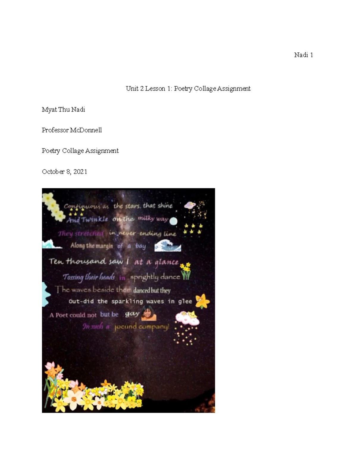 U2L1 Poetry Collage Assignment Overview and Analysis - Studocu