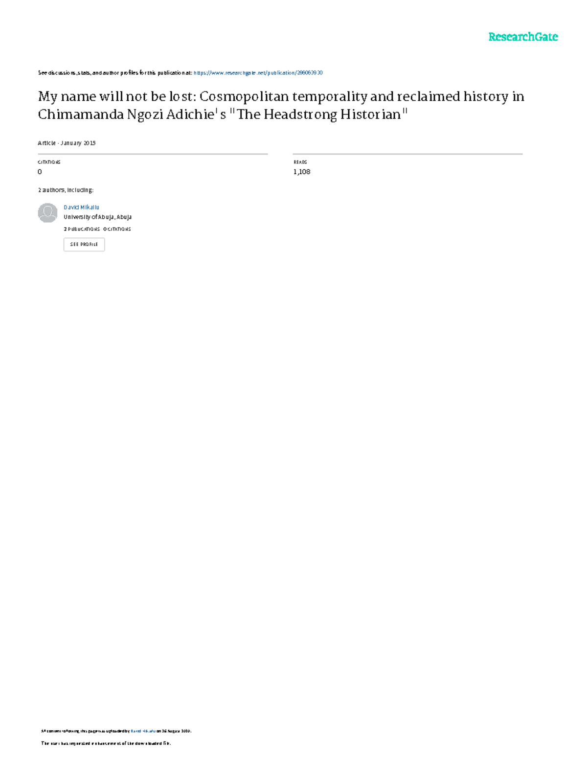 My Name Will Not Be Lost: The Headstrong Historian (ENG 201) - Studocu