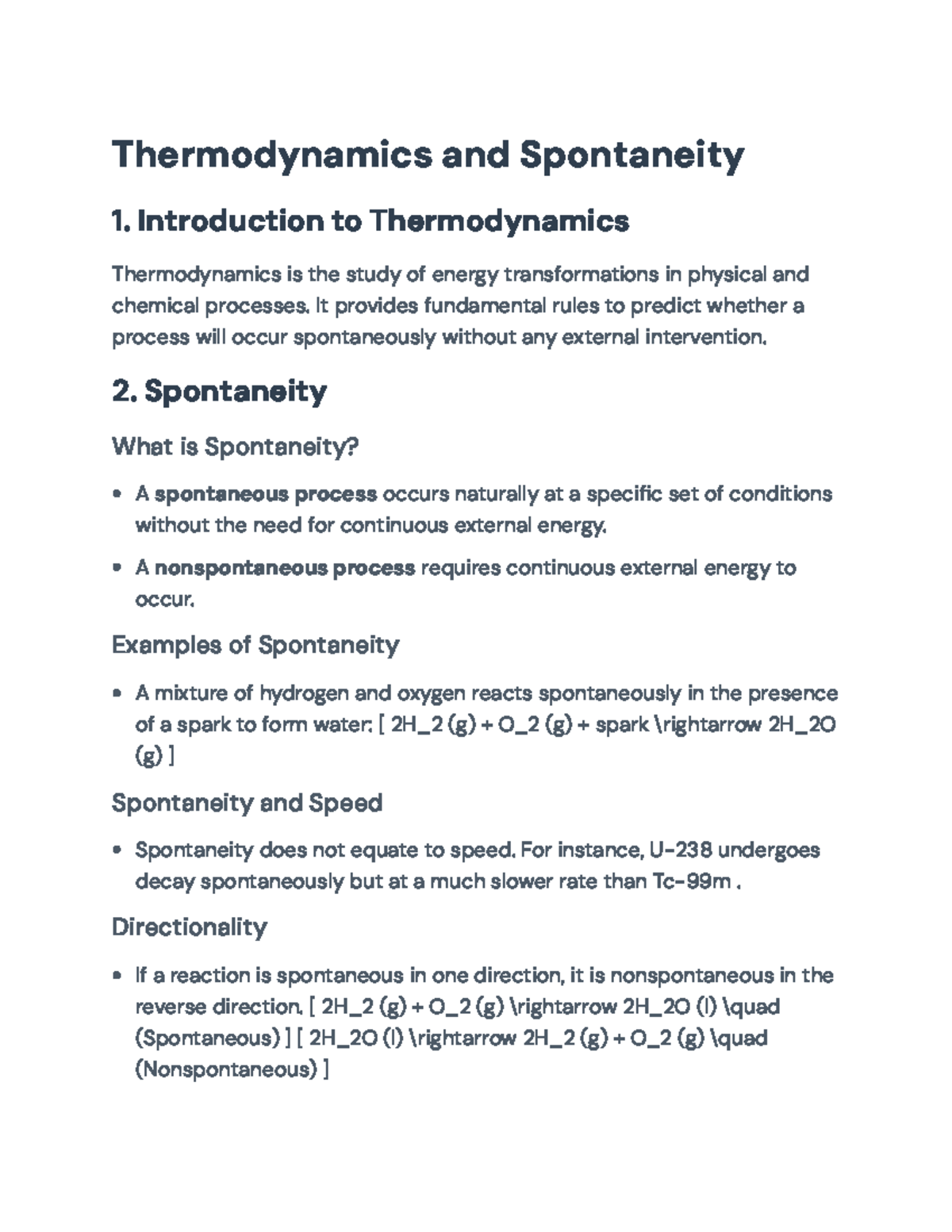 Thermodynamics and Spontaneity in Chemical Processes - CHEM101 - Studocu