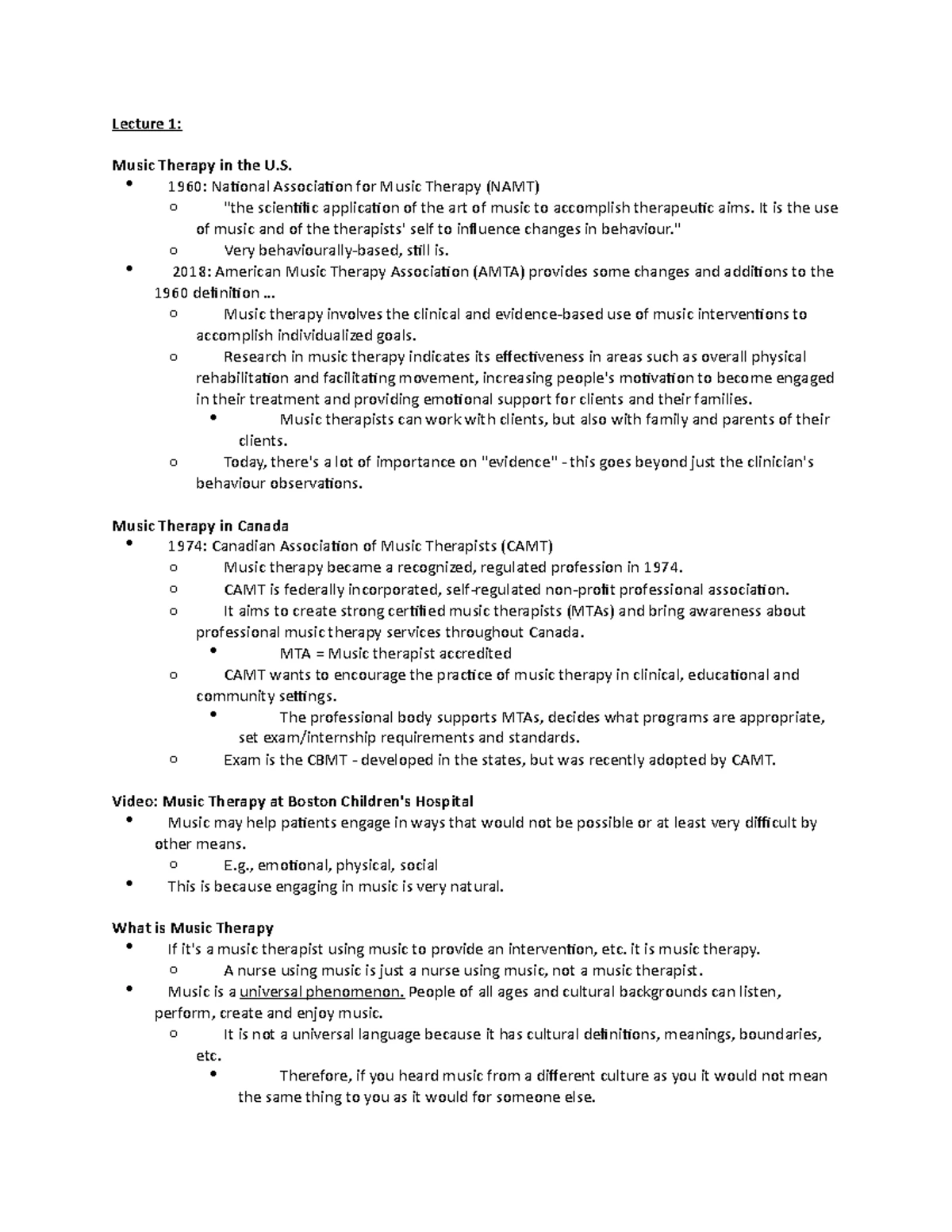 MUSIC 2MT Course Outline: Introduction to Music Therapy (Fall 2023) - Studocu