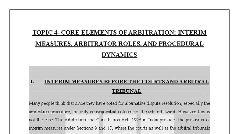 Core Elements of Arbitration: Interim Measures & Arbitrator Roles (LAW ...