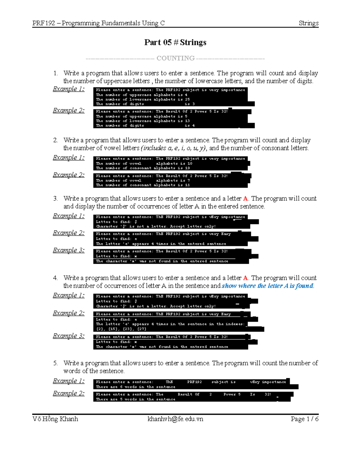 C Programming - String Handling Practice Exercises - Studocu