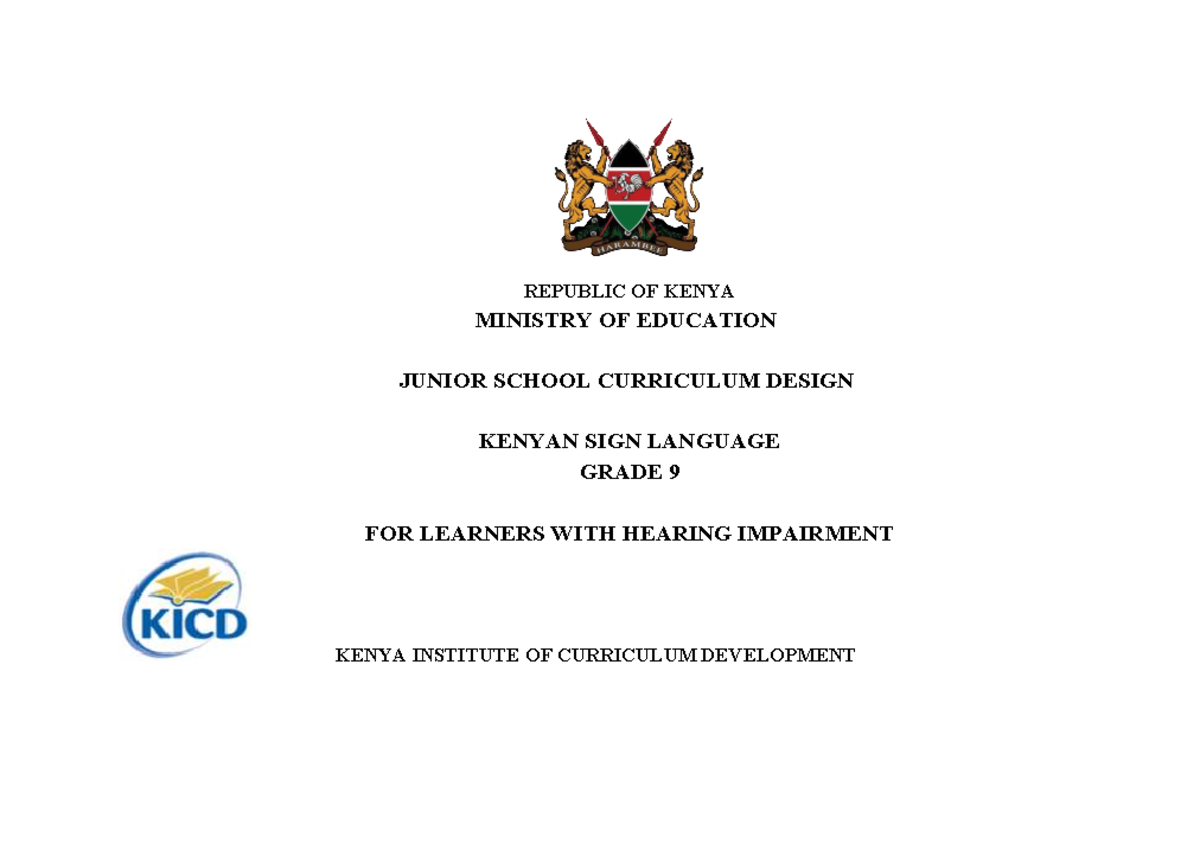 KSL 9 Curriculum Design for Learners with Hearing Impairment - Studocu