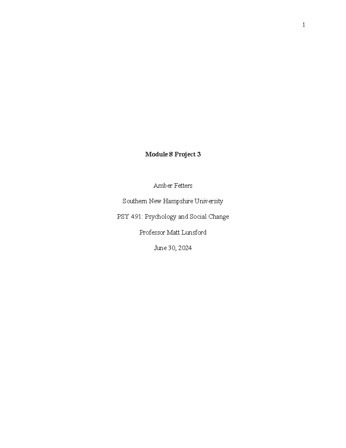 PSY 491 Module 8: Project 3 - Self and Social Awareness Insights - Studocu