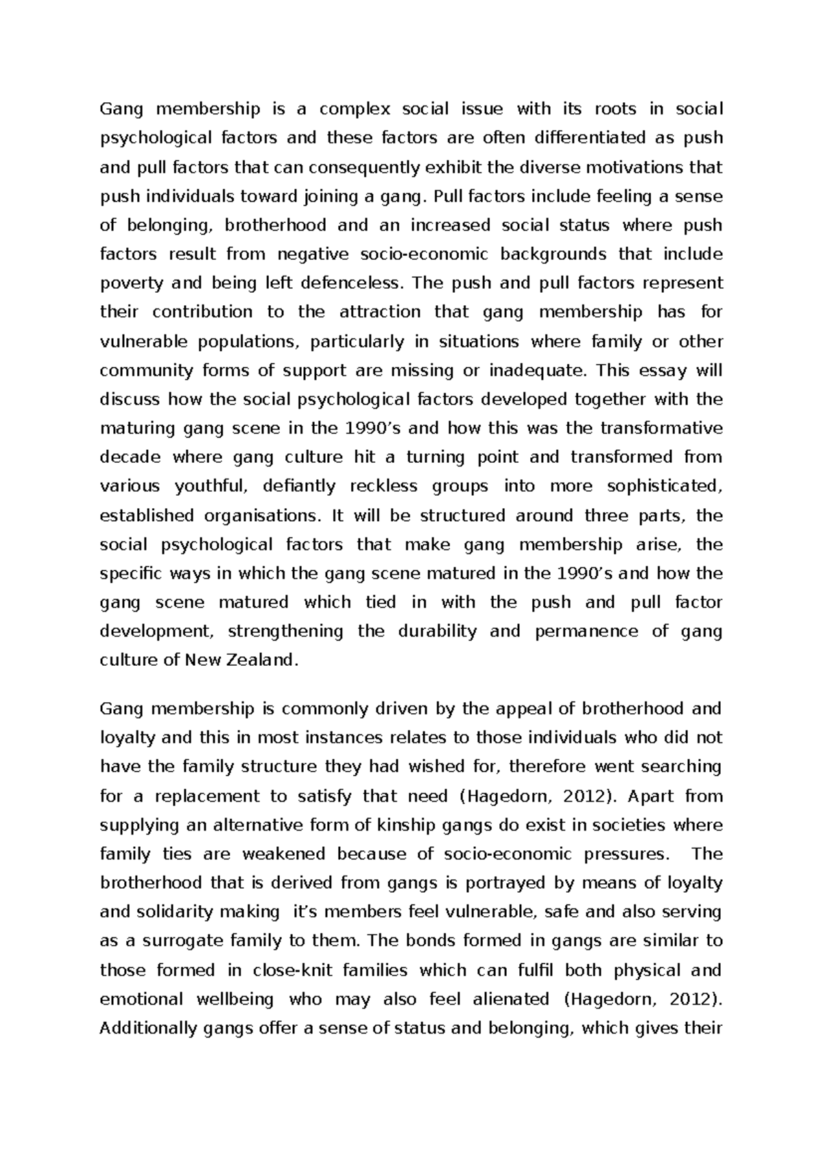 SOCI293 Essay: Understanding Push and Pull Factors in Gang Membership ...