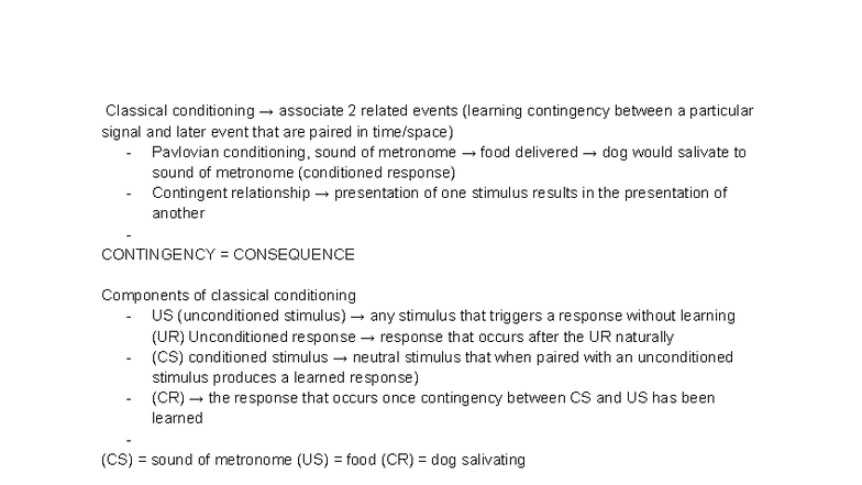 Psych Notes Module 3: Classical Conditioning & Learning Mechanisms ...