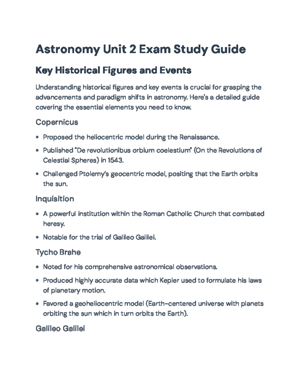 Astronomy 102 Unit 2 Exam Study Guide: Key Figures & Concepts ...