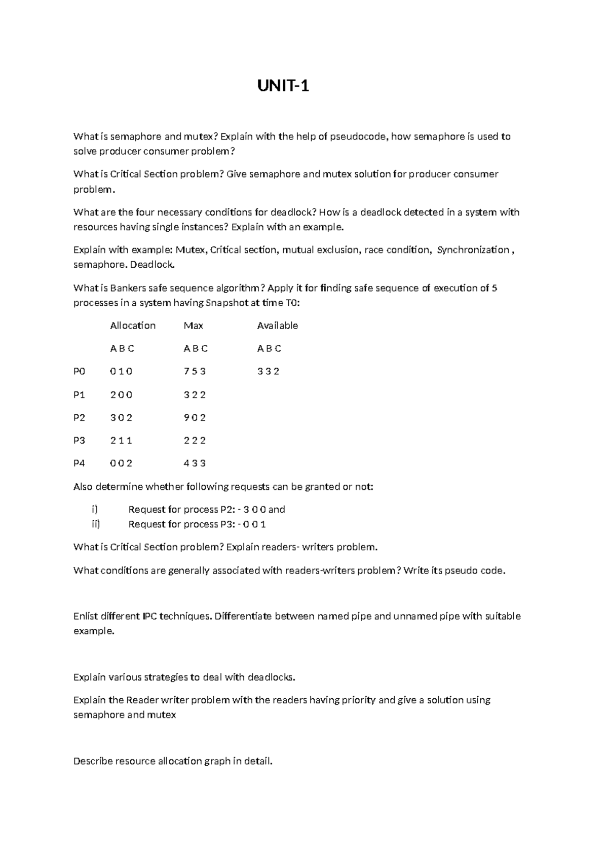 CHAP-1: Semaphore, Mutex, and Deadlock Solutions in OS - Studocu