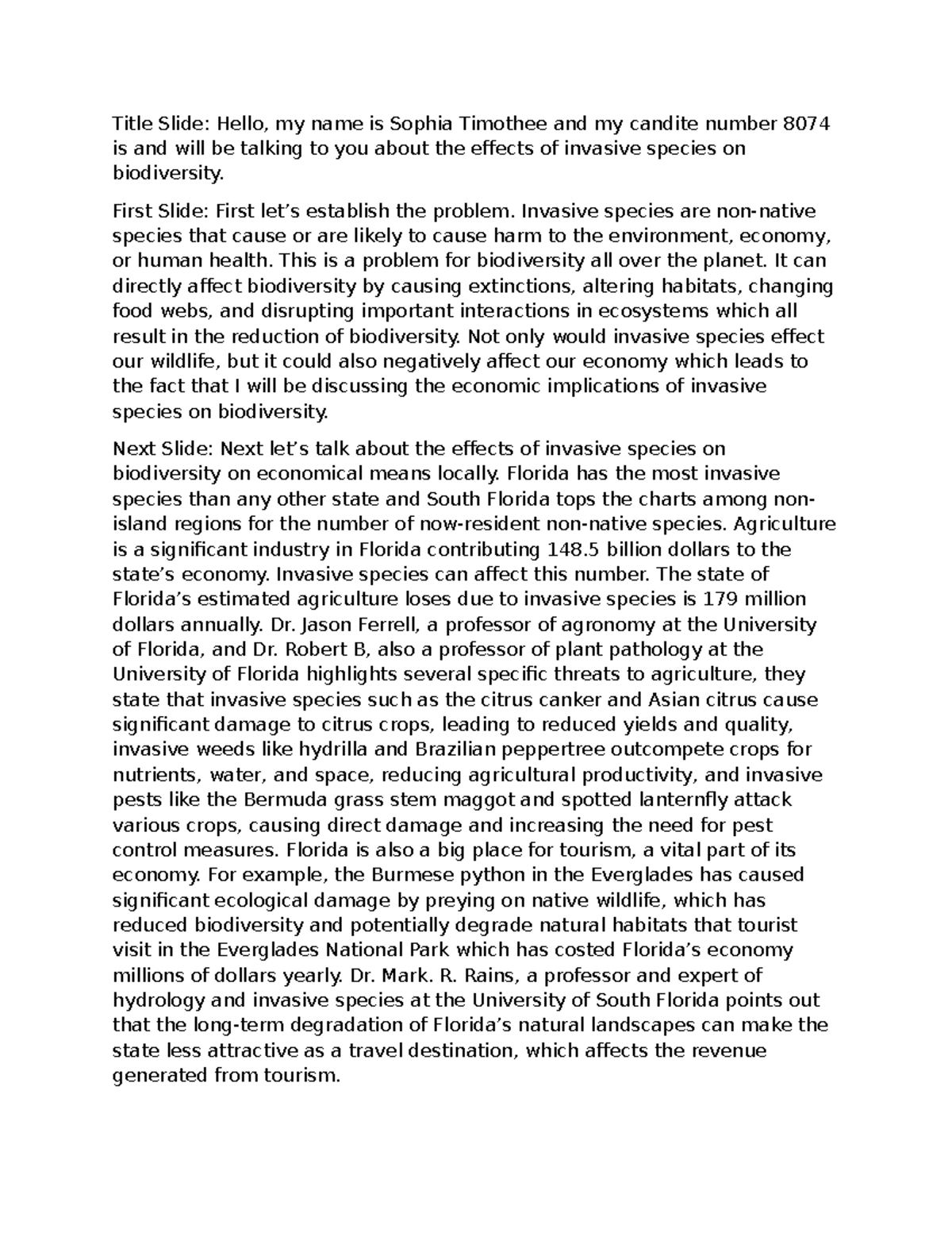 Comp3 Script: The Economic and Ecological Impact of Invasive Species ...