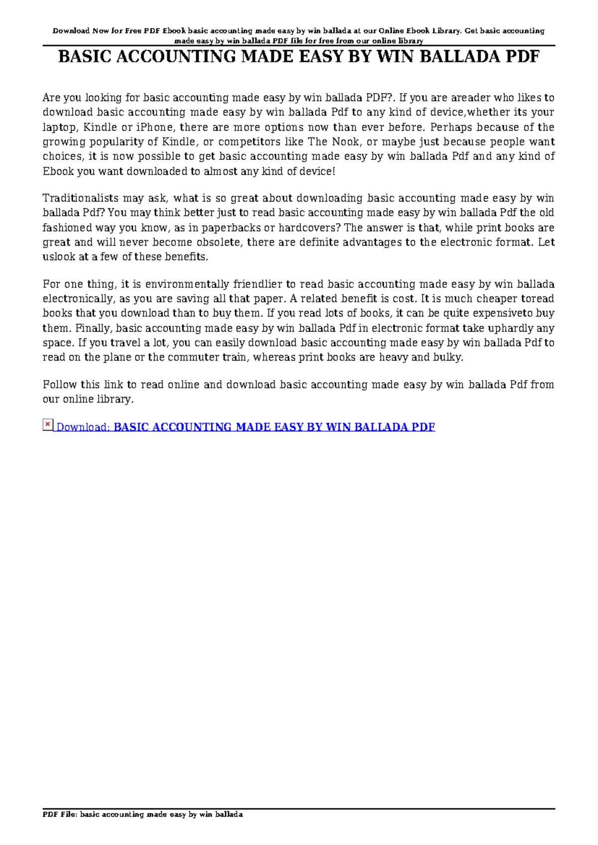 Basic Accounting Made Easy by Win Ballada - Download Free PDF - Studocu
