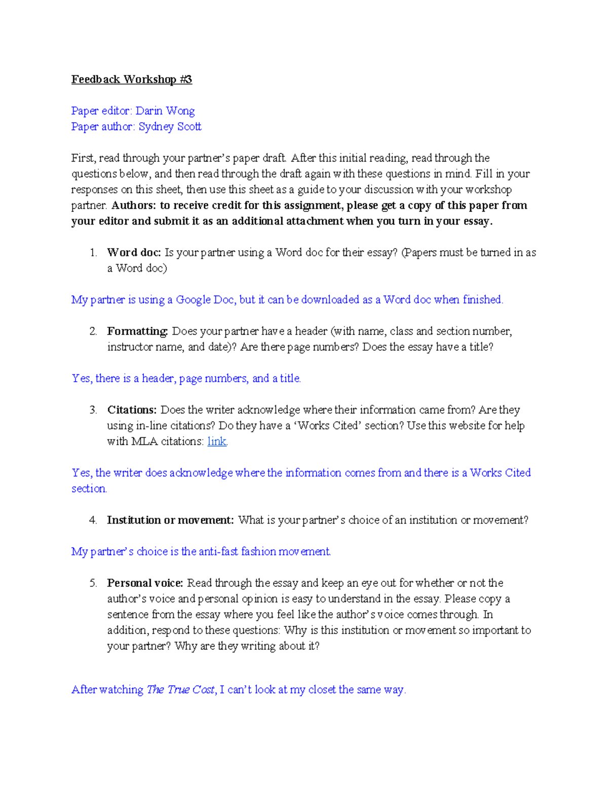 ENG 101: Feedback Worksheet #3 for Paper Review - Studocu