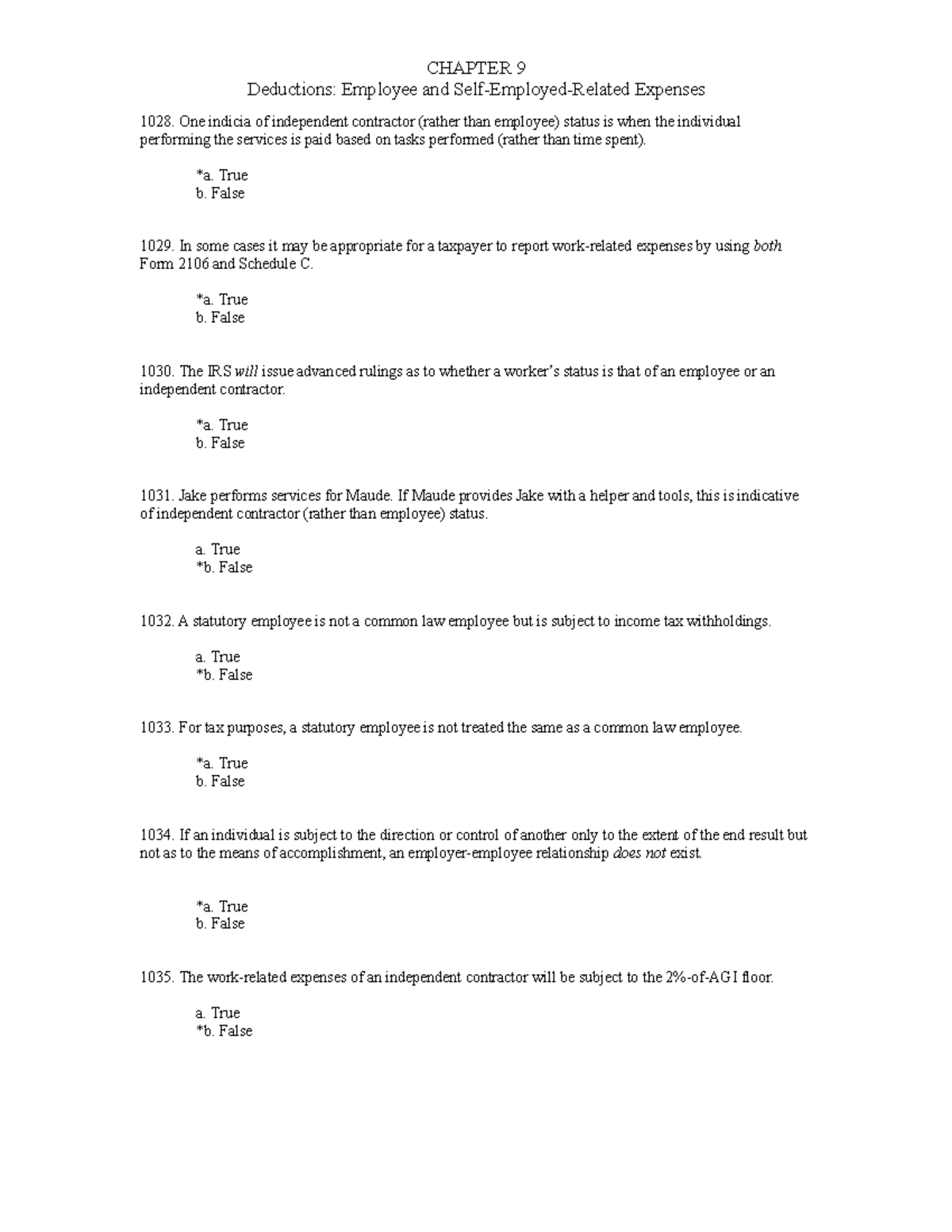 Chapter 9 - Test Bank - test bank - CHAPTER 9 Deductions: Employee and ...