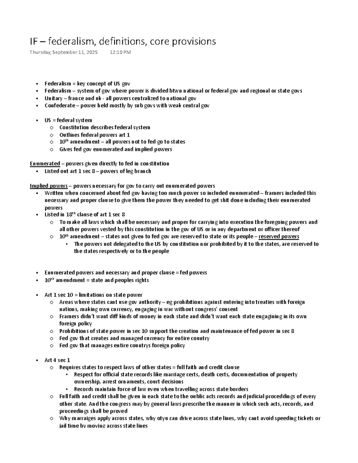 Understanding Federalism: Key Concepts and Implications for US Gov (IF ...