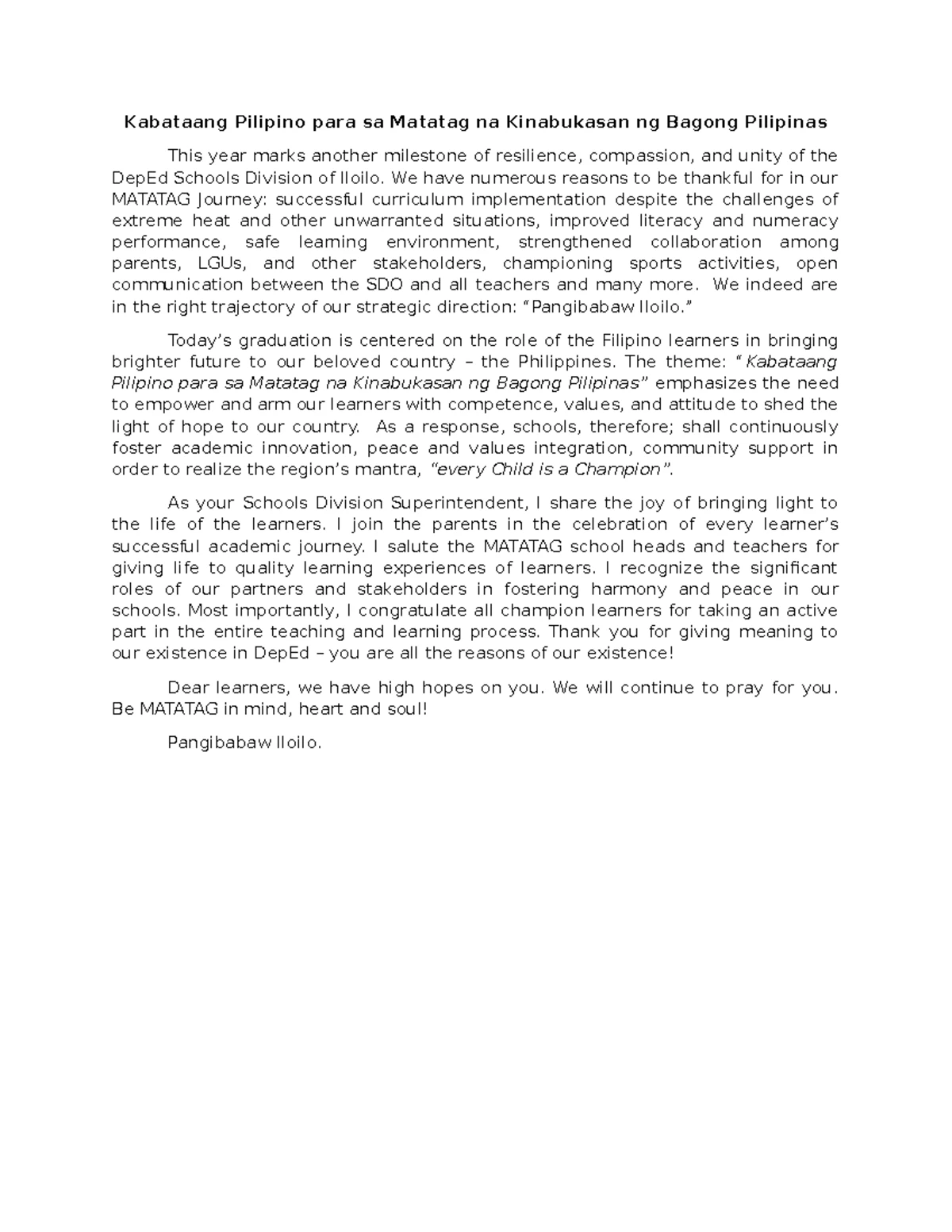 GSP Action Plan for Student & Staff Development SY 2023-2024 Draft ...