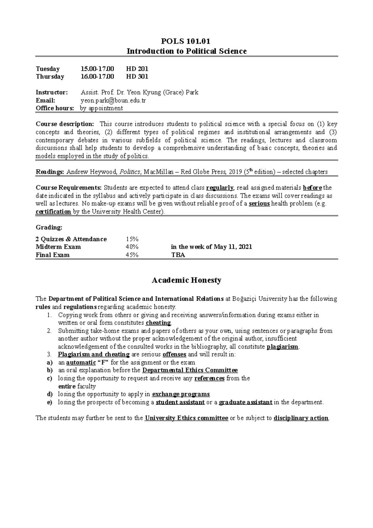 POLS 101: Intro to Political Science Course Outline & Exam Info - Studocu