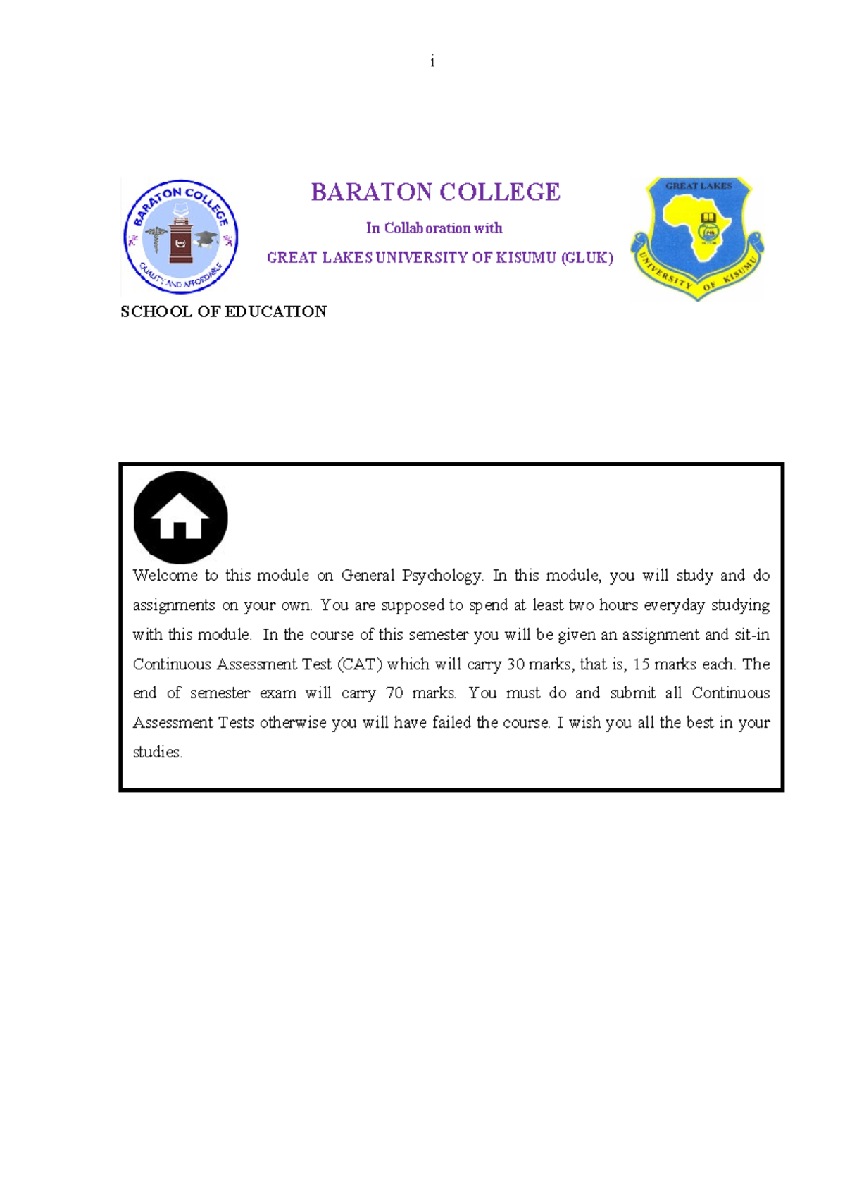 ECE 101 Introduction TO General Psychology - Welcome to this module on ...