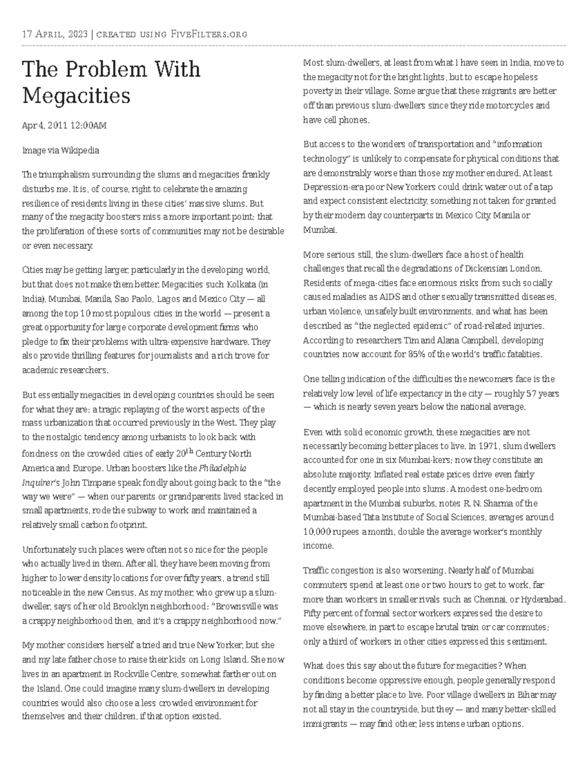 The Problem with Megacities: A Critical Analysis of Urban Challenges ...