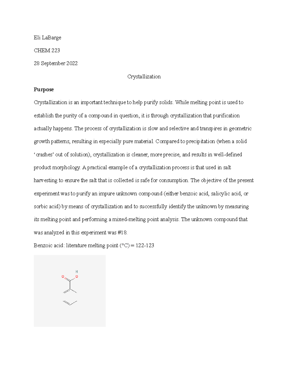 Lab Report 2: Crystallization Technique in CHEM 223 Experiment - Studocu