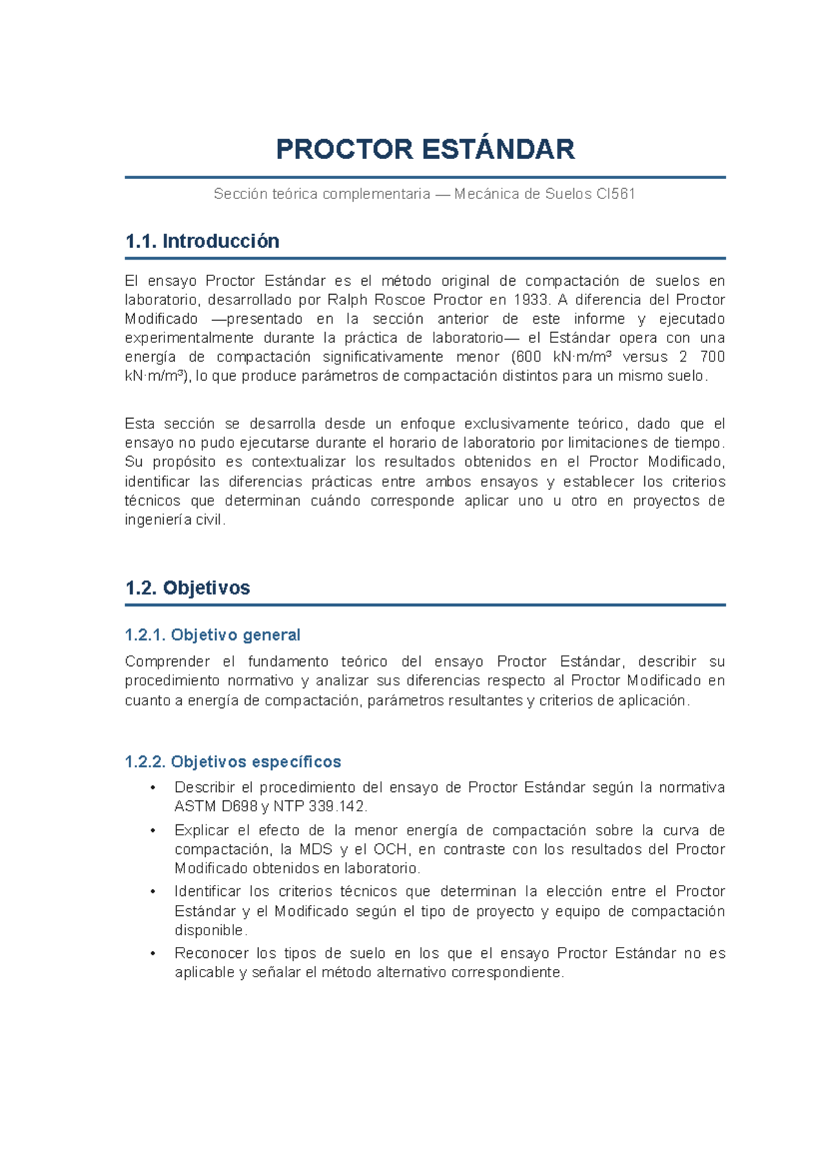 Proctor Estándar: Teoría y Comparación con Proctor Modificado CI561 ...