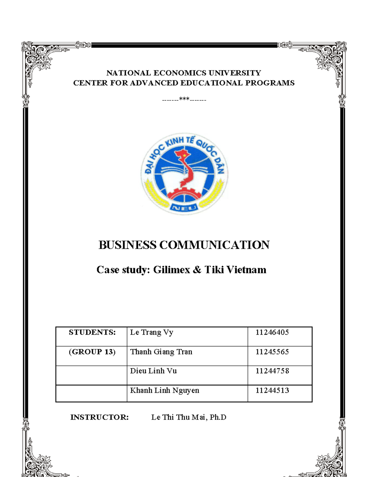 [TA][Group 13] Business Communication Case Study: Gilimex & Tiki ...