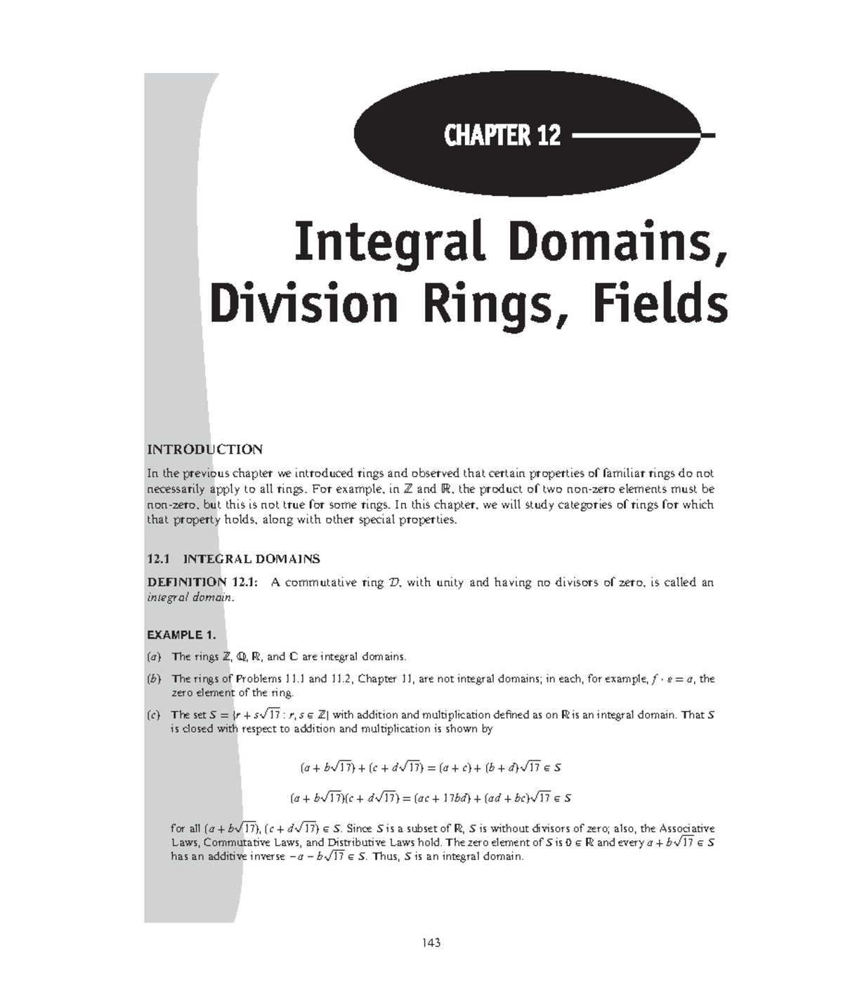 **Abstract Algebra: Integral Domains, Division Rings, and Fields (MATH ...