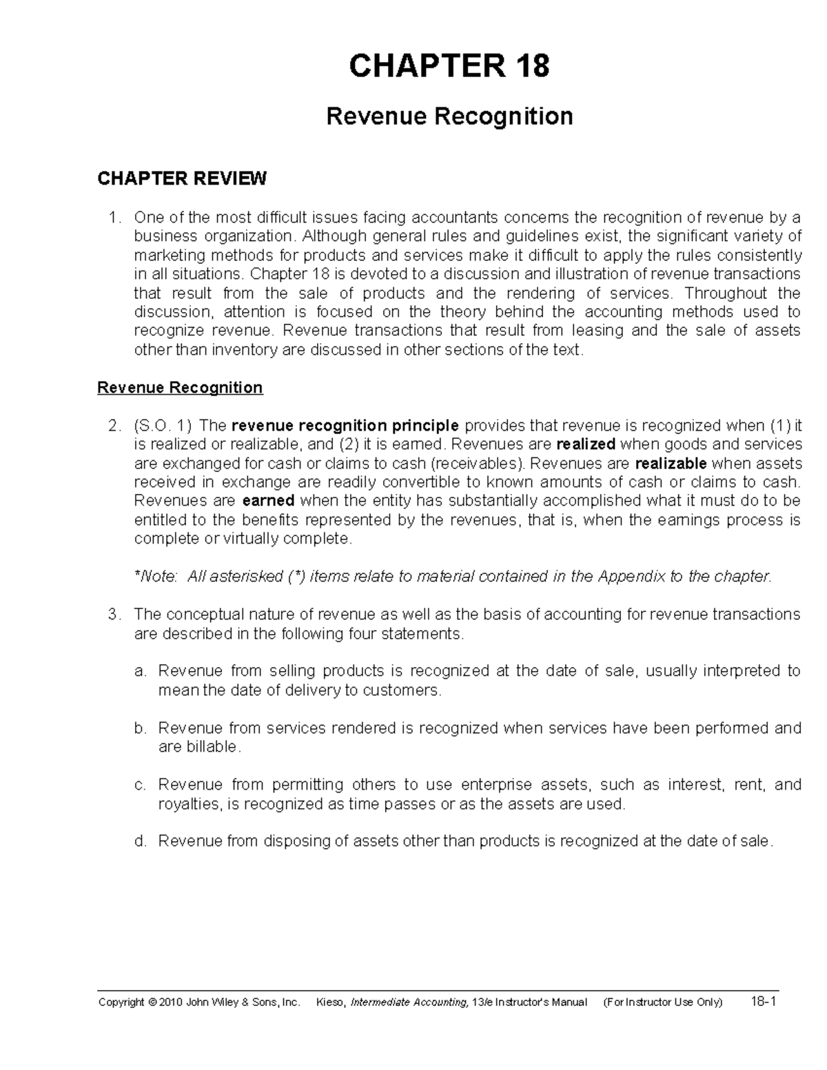 Chapter 18 - Lecture Notes on Revenue Recognition Principles - Studocu