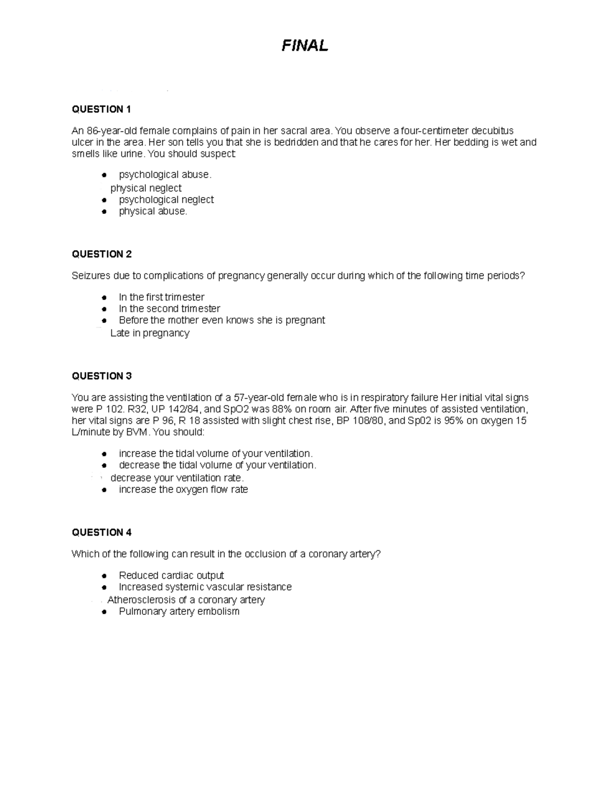 Final Exam Practice Quiz: EMT Course (EMT 101) - Studocu