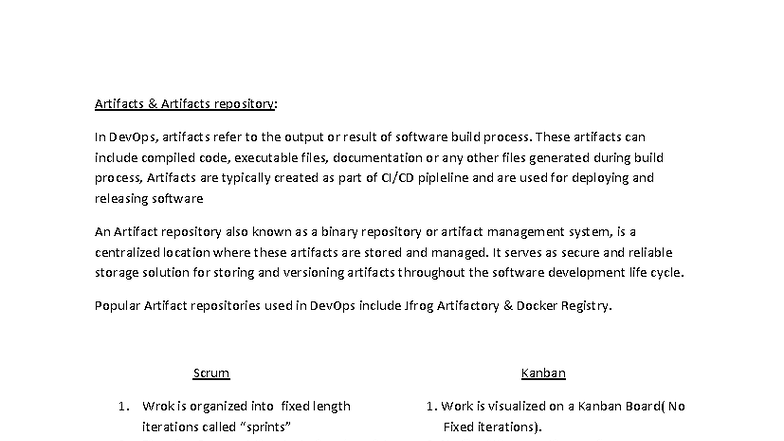 DevOps Overview: Artifacts, Agile, and CI Concepts - Studocu