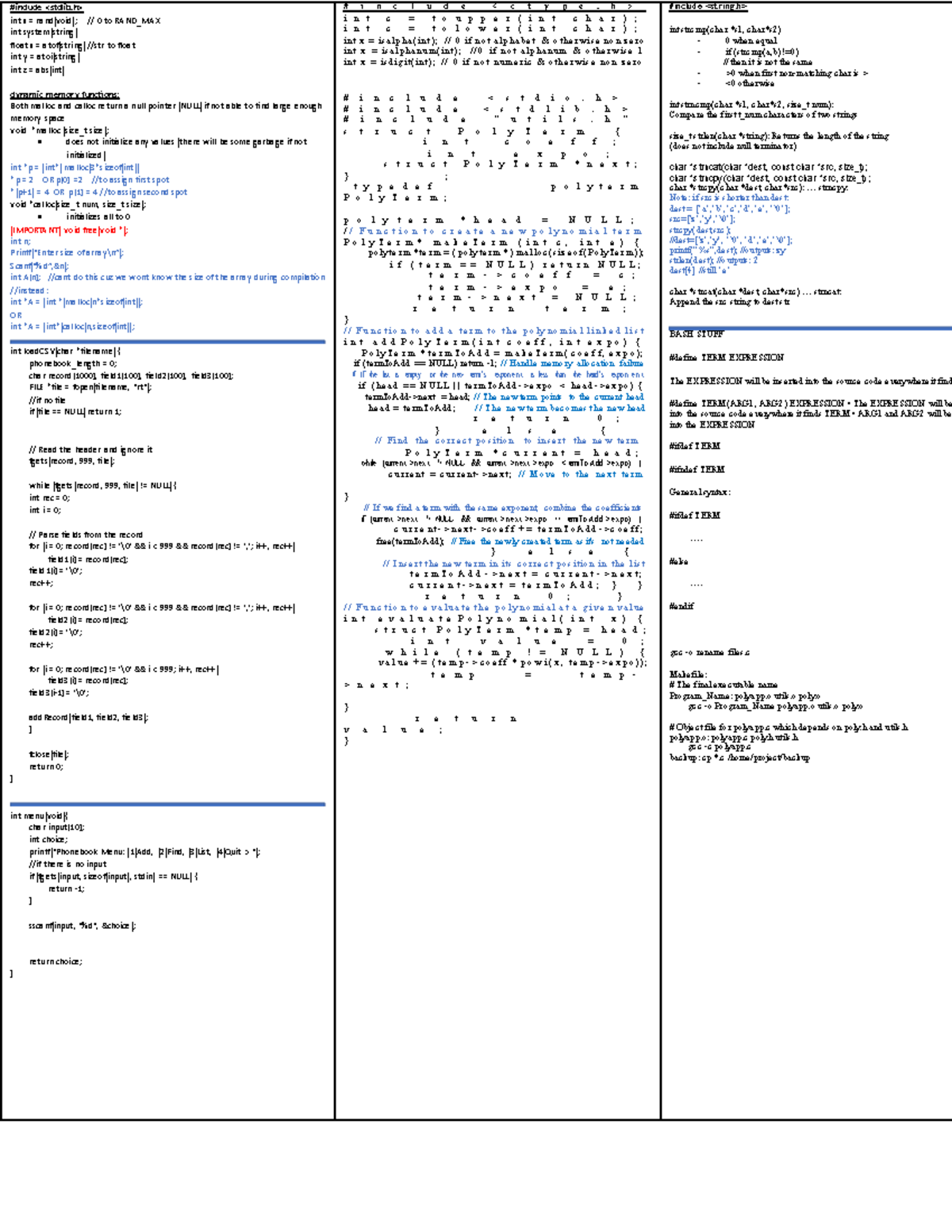 Cheat Sheet for C Programming Functions and Memory Management - Studocu