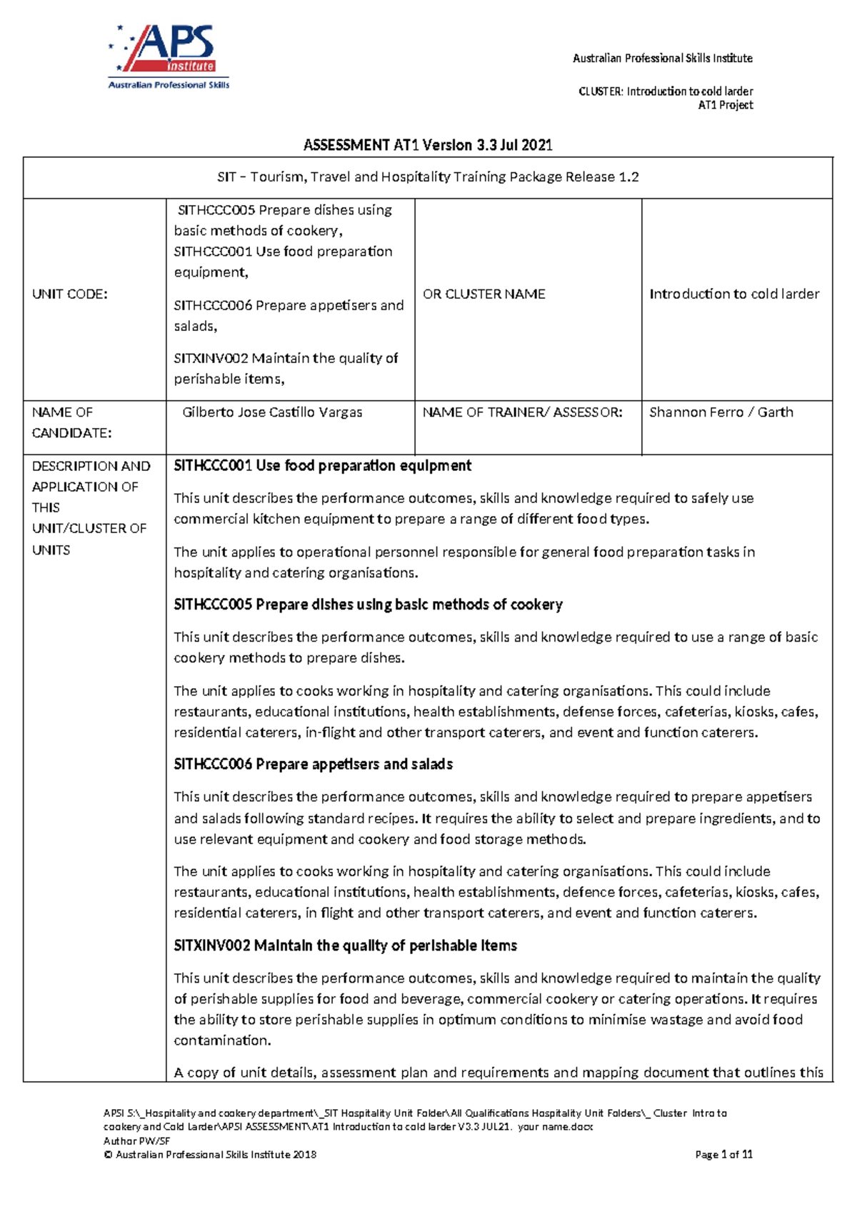 AT1 Project: Introduction to Cold Larder - SIT Tourism, Travel and ...