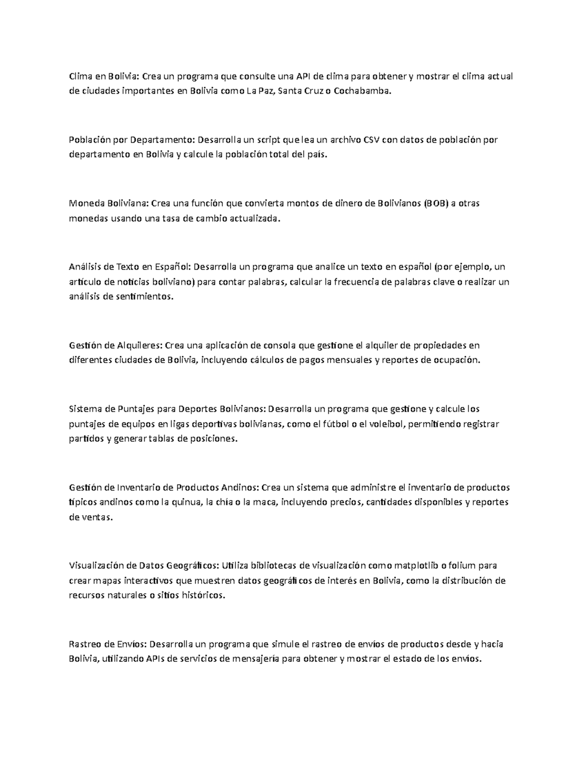 Ejercicios Python Bolivia - Clima en Bolivia: Crea un programa que ...