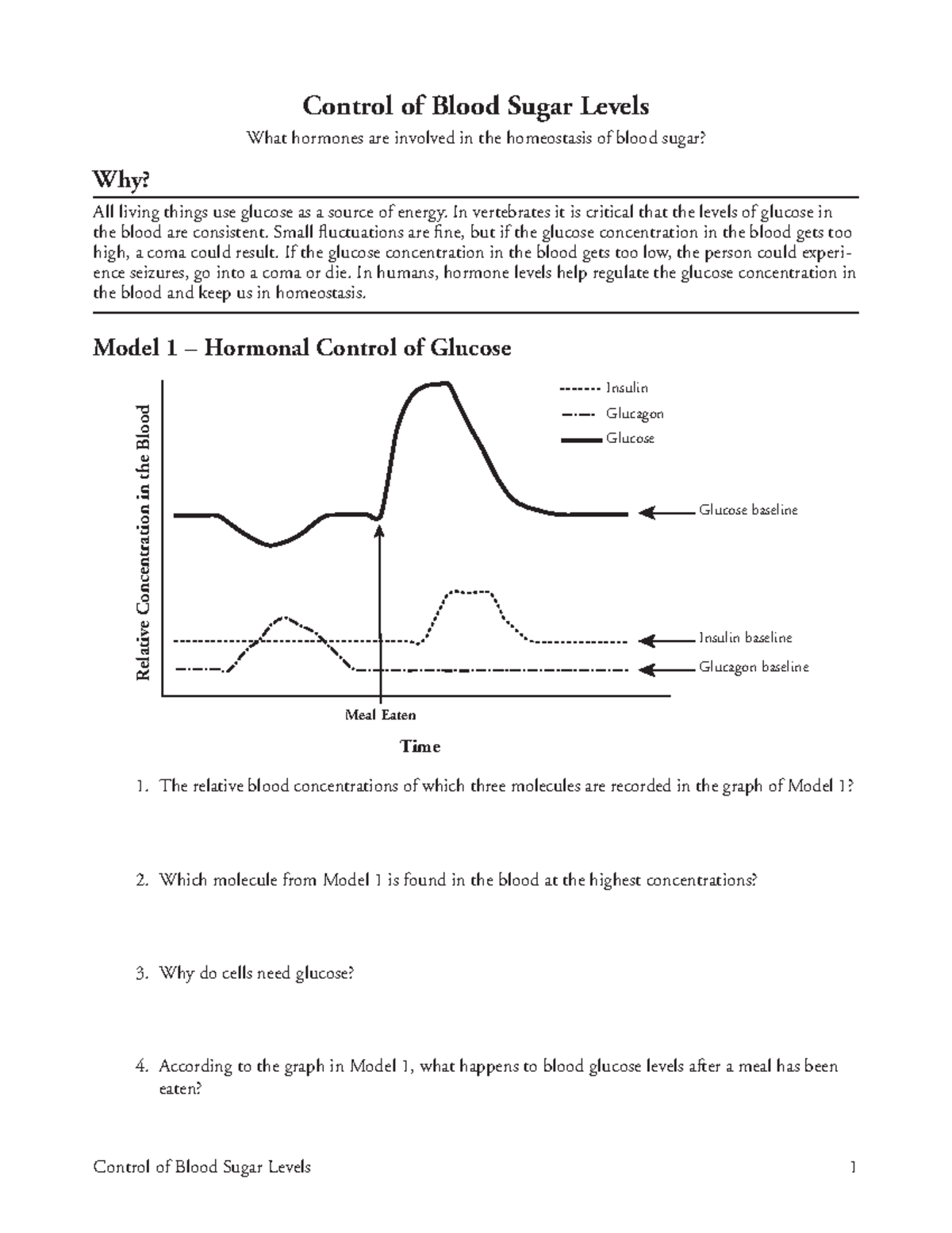 Control of Blood Sugar Levels - POGIL Activity for AP Biology - Studocu