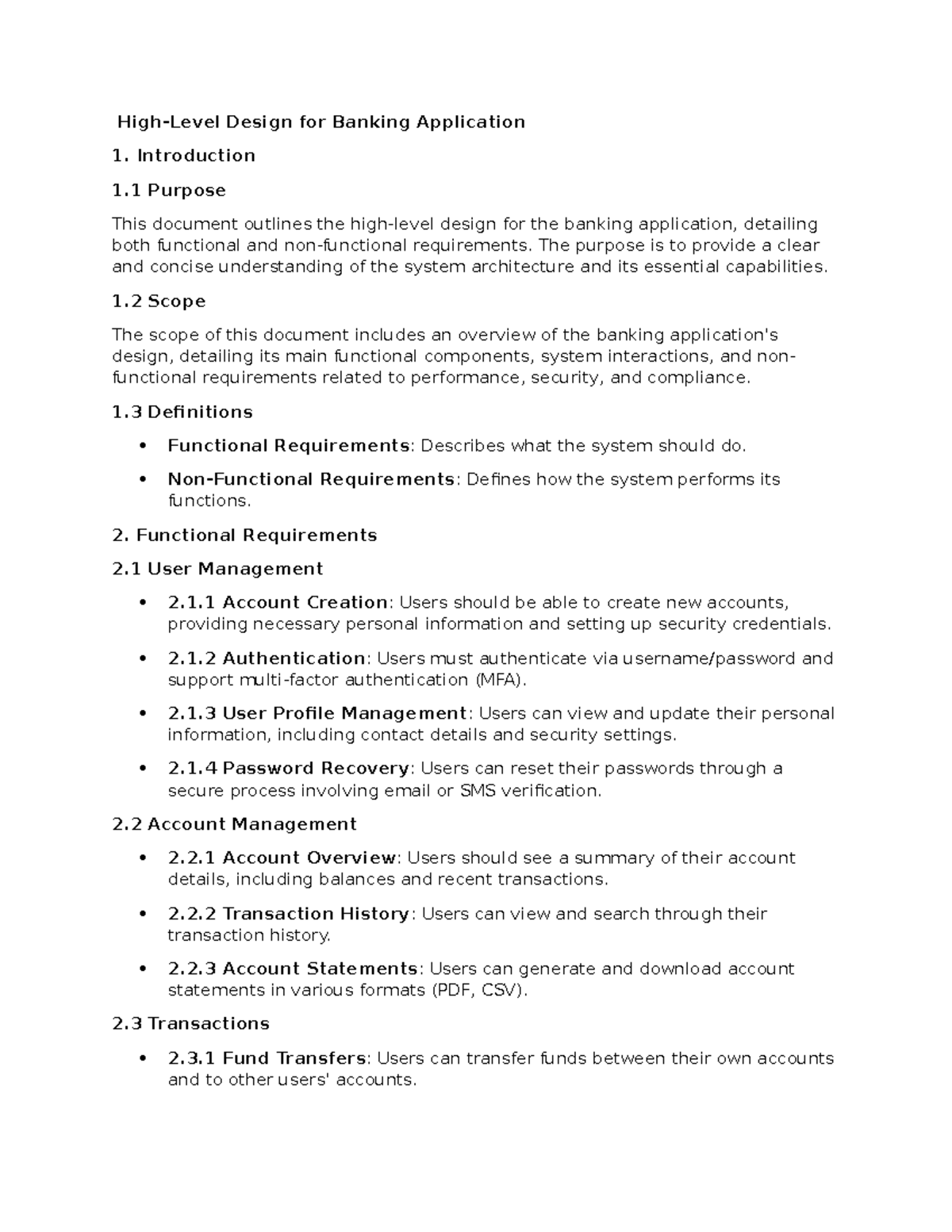 Banking Application HLD: Design Overview and Requirements - Studocu