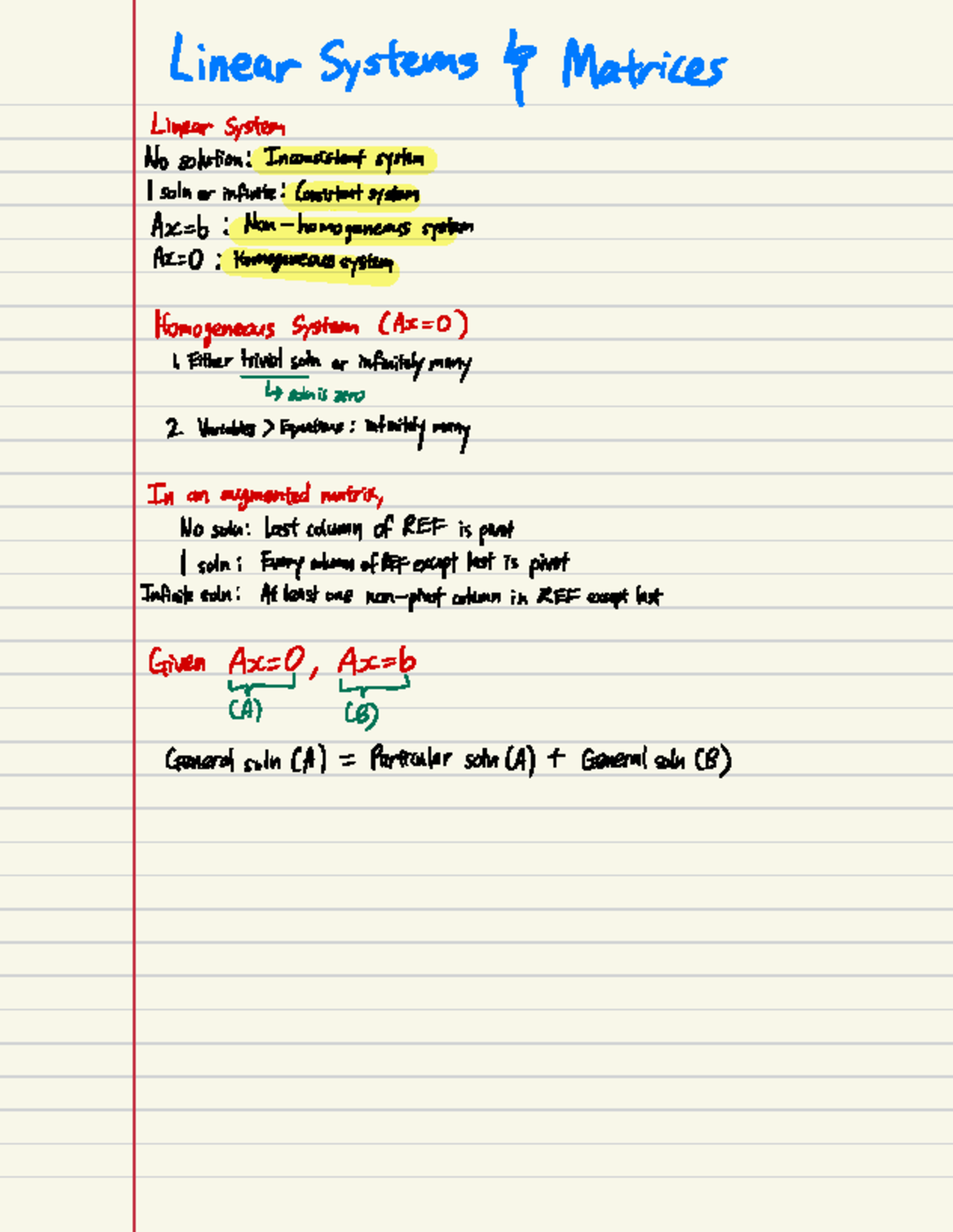 Chapter 1 MA1513 - Linear Systems & Matrices linear system No solution ...
