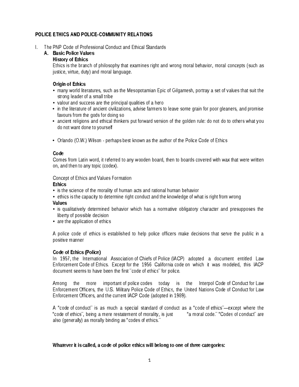 **Ethics and PCR Lecture: Understanding Police Ethics and Values ...
