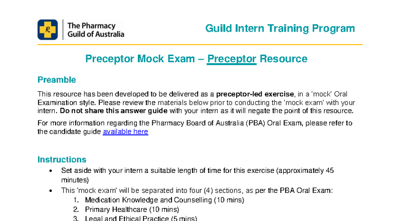 Q.NITP.F122.V1 Guild Intern Training Program Preceptor Mock Exam Guide ...