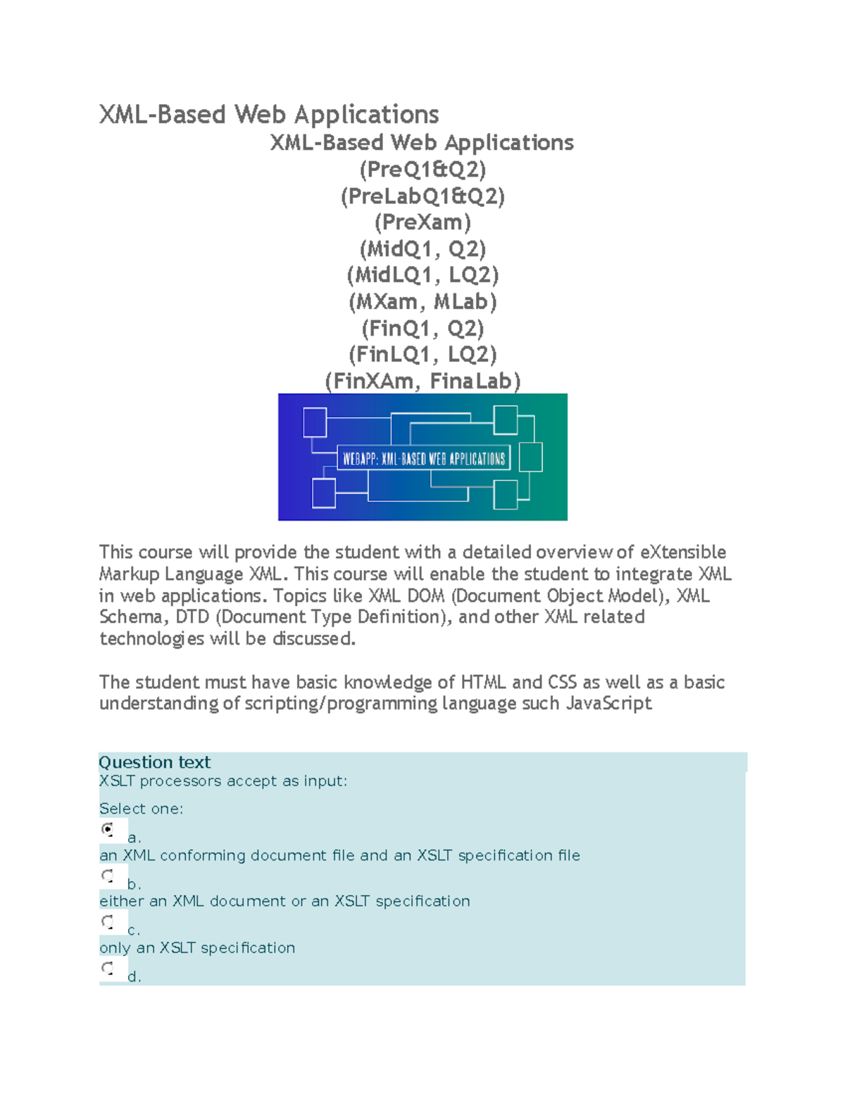 Xml Based Web Applications Xml Based Web Applications Xml Based Web Applications Preq1andq2