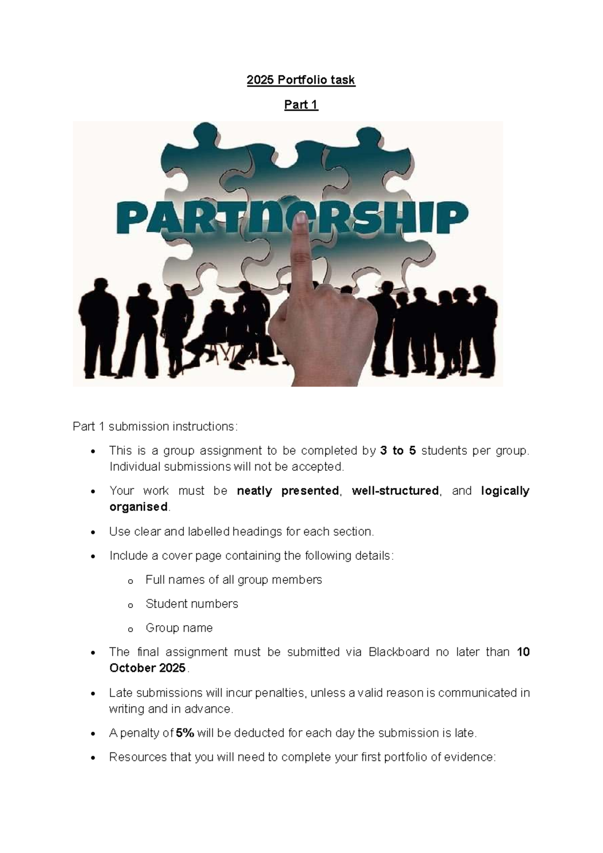 2025 Portfolio Task 1 Submission Guidelines - CPUT - Studocu