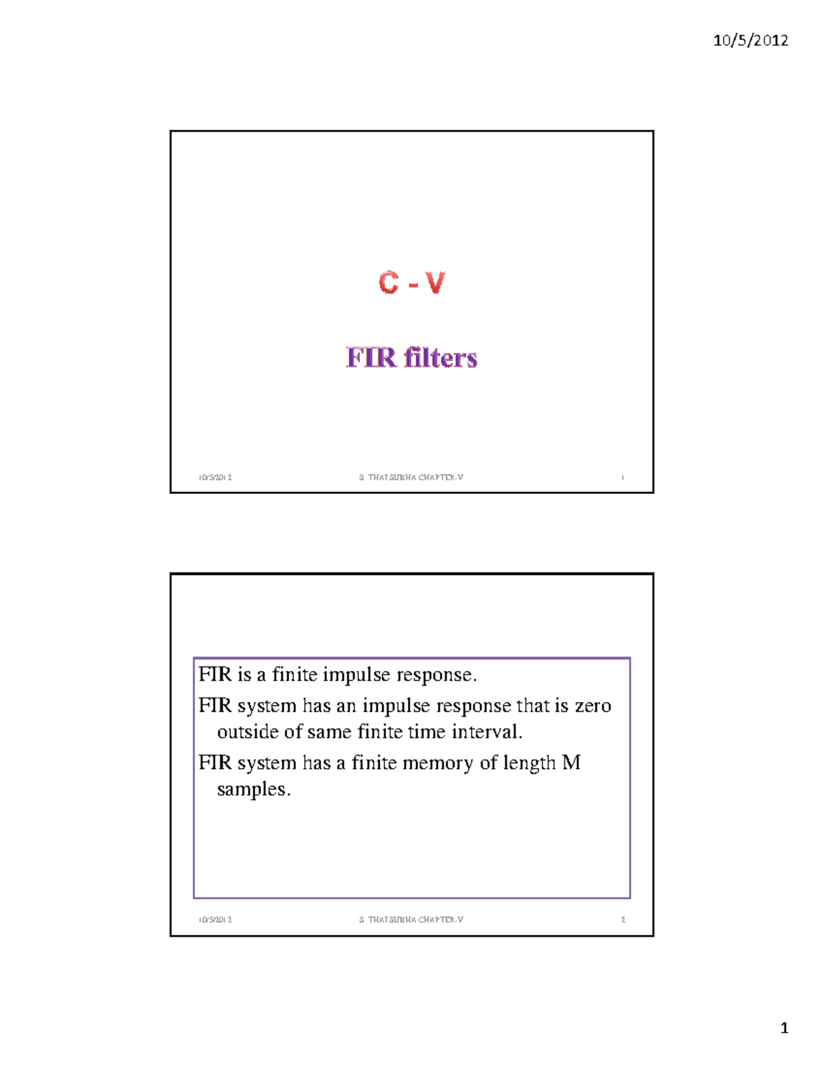 Chapter-V: FIR and IIR Filter Design Techniques (S. THAI SUBHA) - Studocu