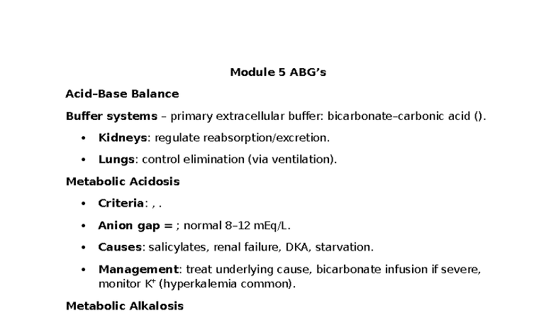 Module 5 & 6: Buffer Systems, GI Health, and Nutritional Management ...