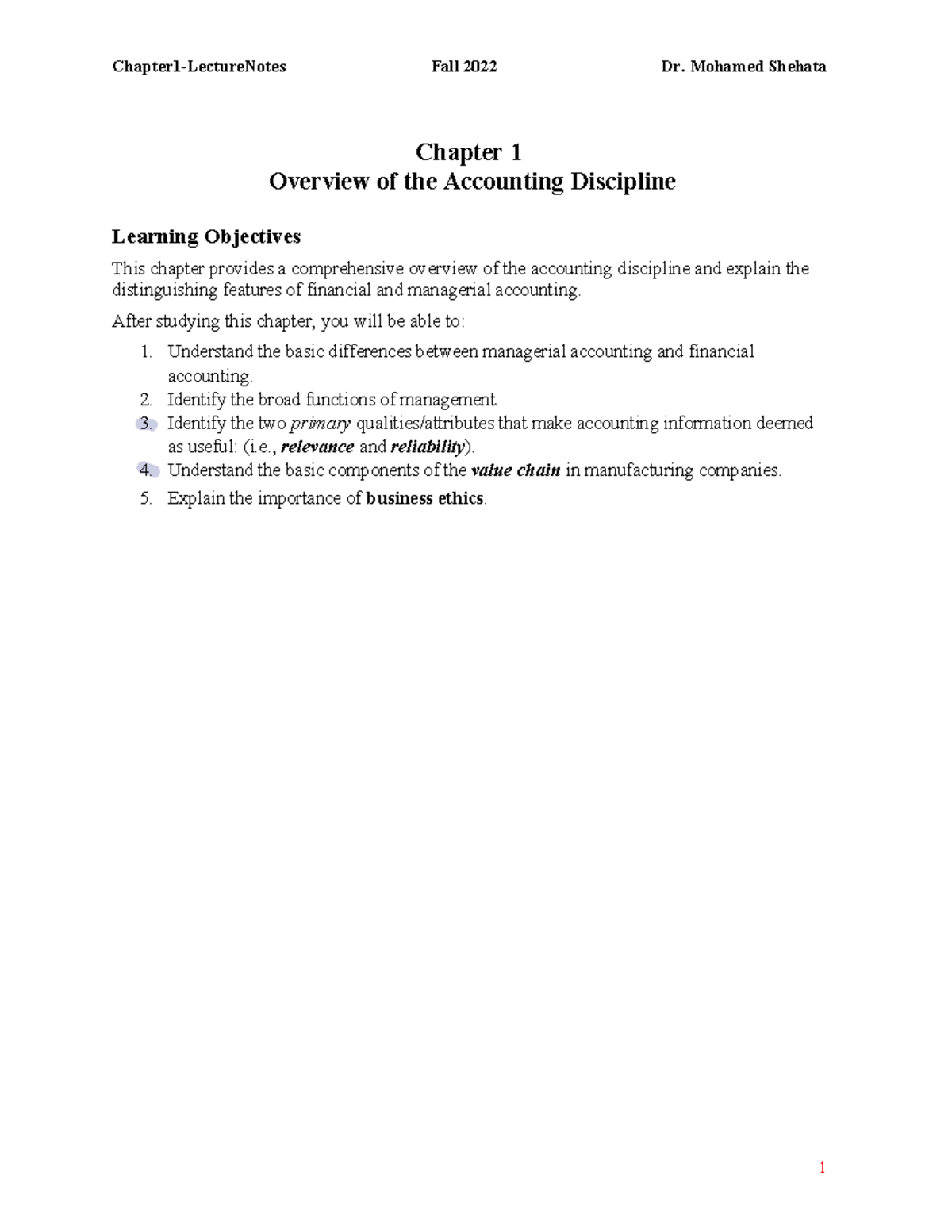 ACC 101 Chapter 1: Overview of Accounting and Its Key Concepts - Studocu