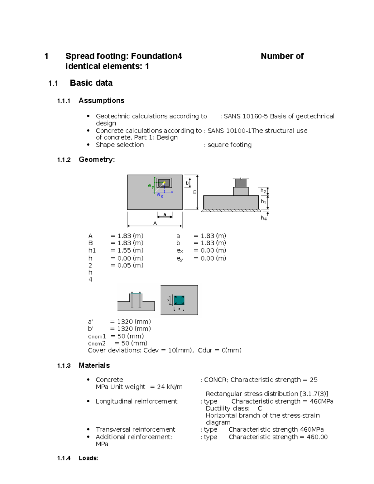 Spread Footing Design Calculations - Foundation4 Analysis - Studocu