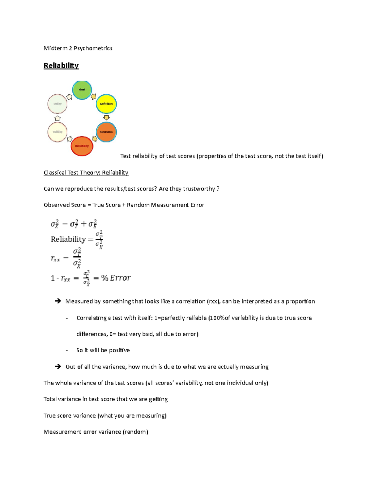 Midterm 2 Psychometrics - Midterm 2 Psychometrics Reliability Test ...