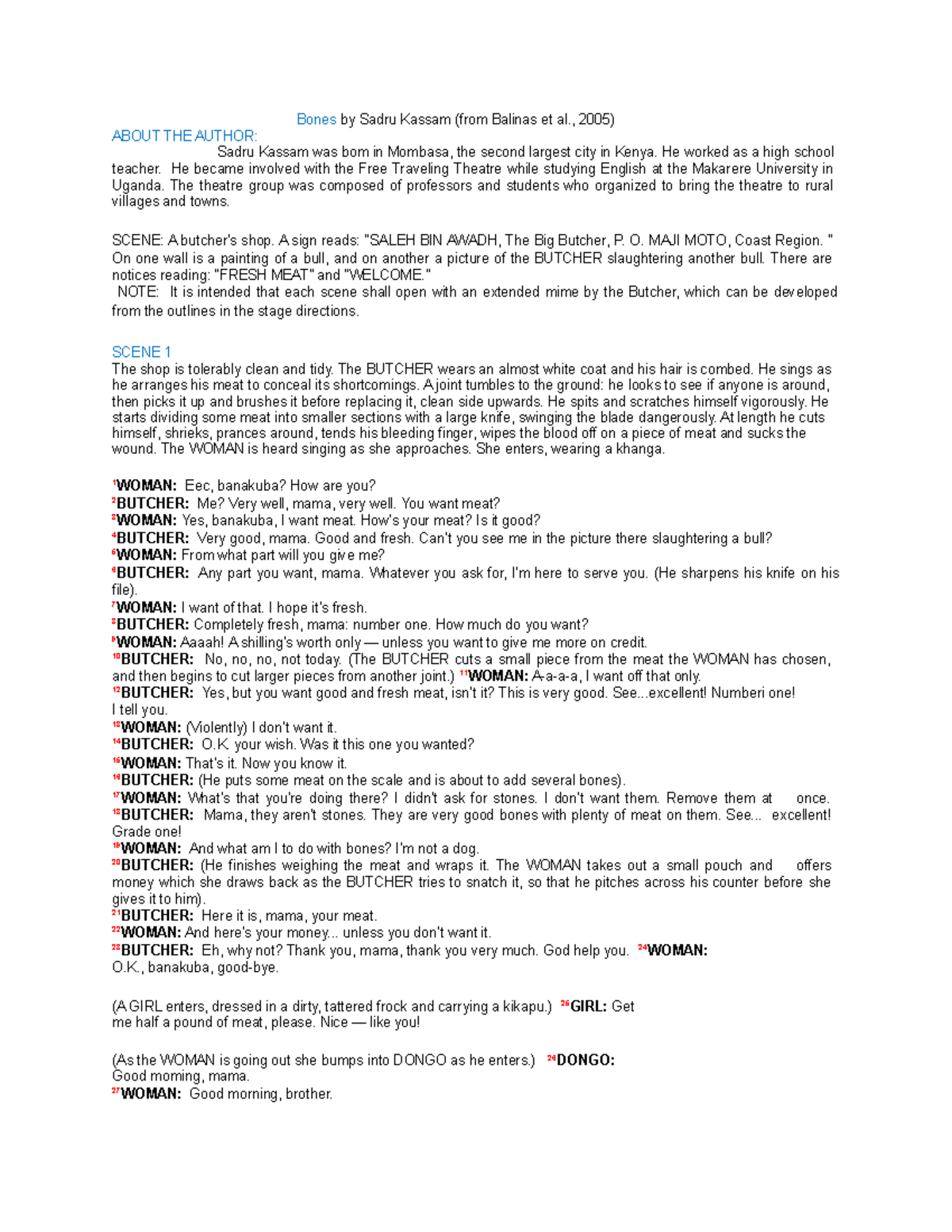 Bones (SCENE 1 & 2) by Sadru Kassam - Analysis & Notes - Studocu