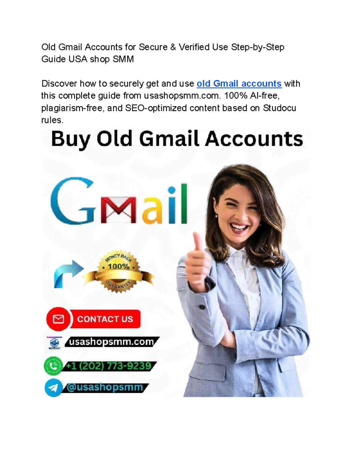 Old Gmail Accounts: Secure & Verified Use Guide USA Shop SMM - Studocu