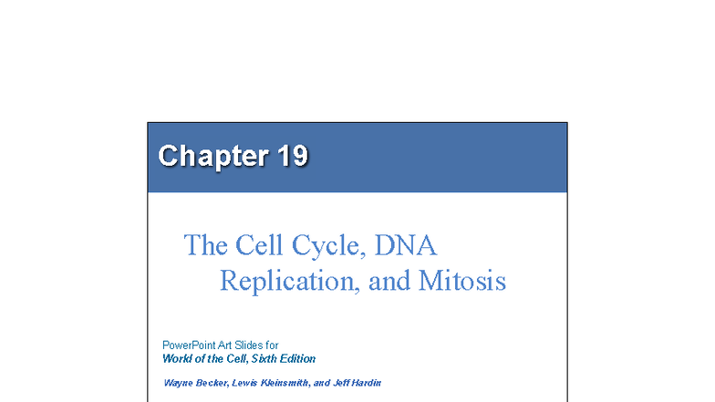 Ch 19: Overview of Cell Cycle, DNA Replication & Mitosis - Studocu