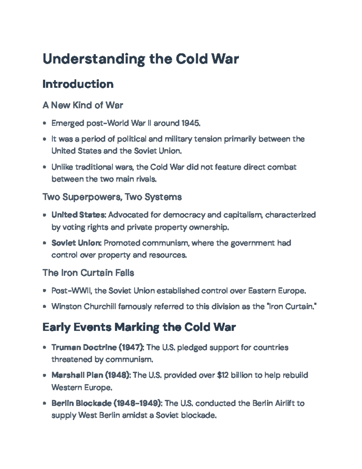 Understanding the Cold War: Key Events and Concepts Overview ...